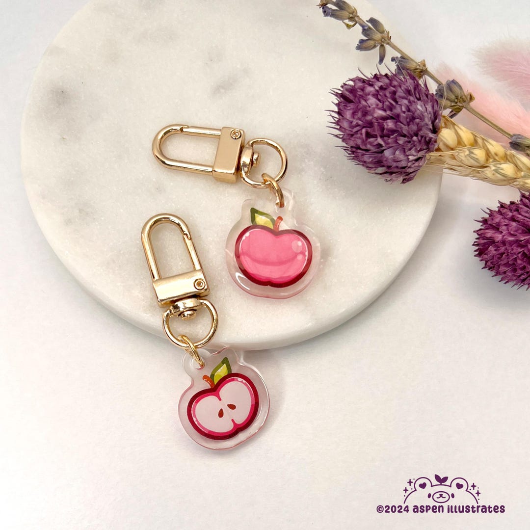 Little Apple Mini Acrylic Keychain, Kawaii Tiny Apple Charm, Cute Small ...
