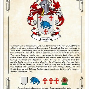 Custom Made Surname Coat of Arms With Crest, Origin, and History ...