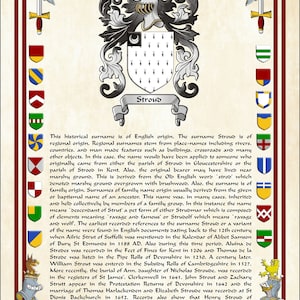 Custom Family Crest & Coat of Arms Scroll: Surname History Print (11x17 ...