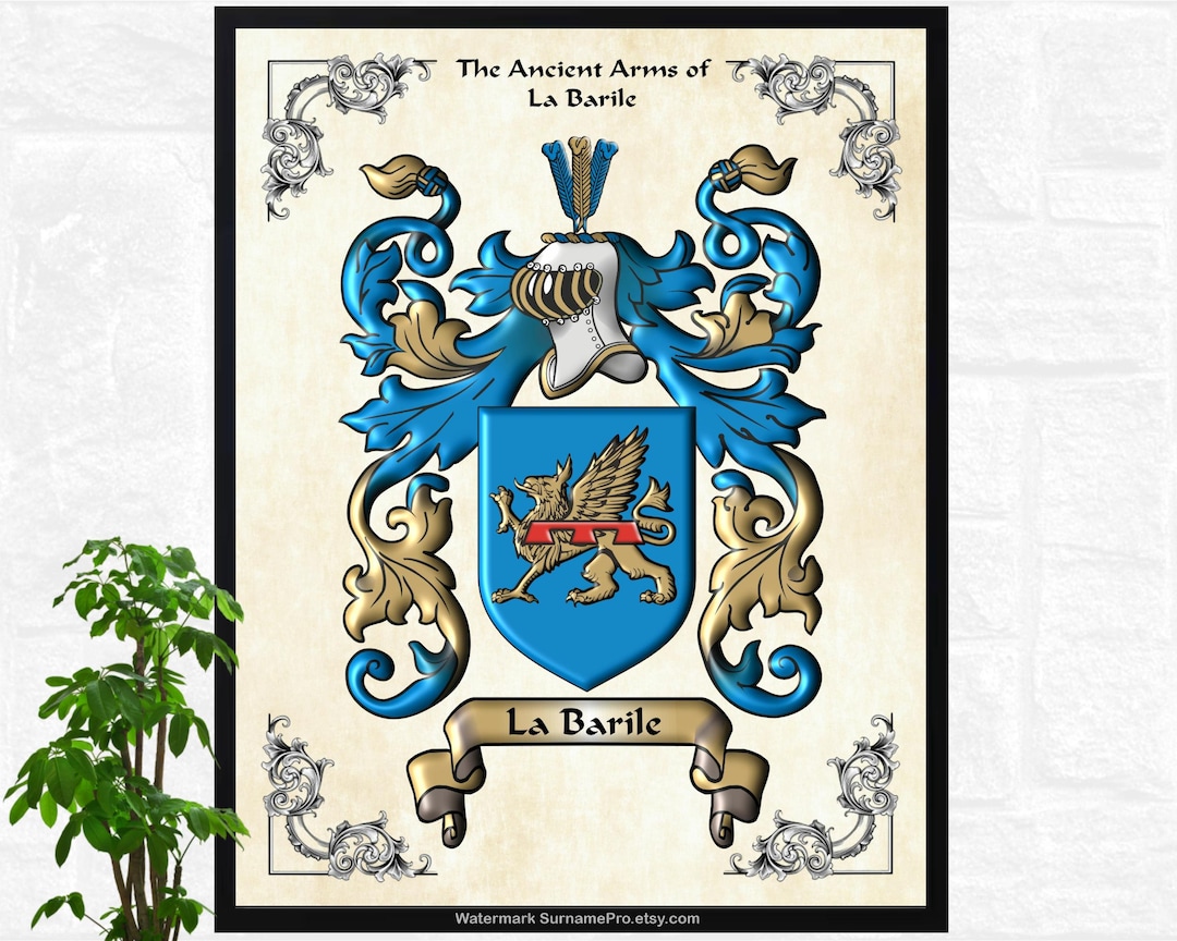 Framed Last Names Surname Coats of Arms Family Name Crest Premium ...