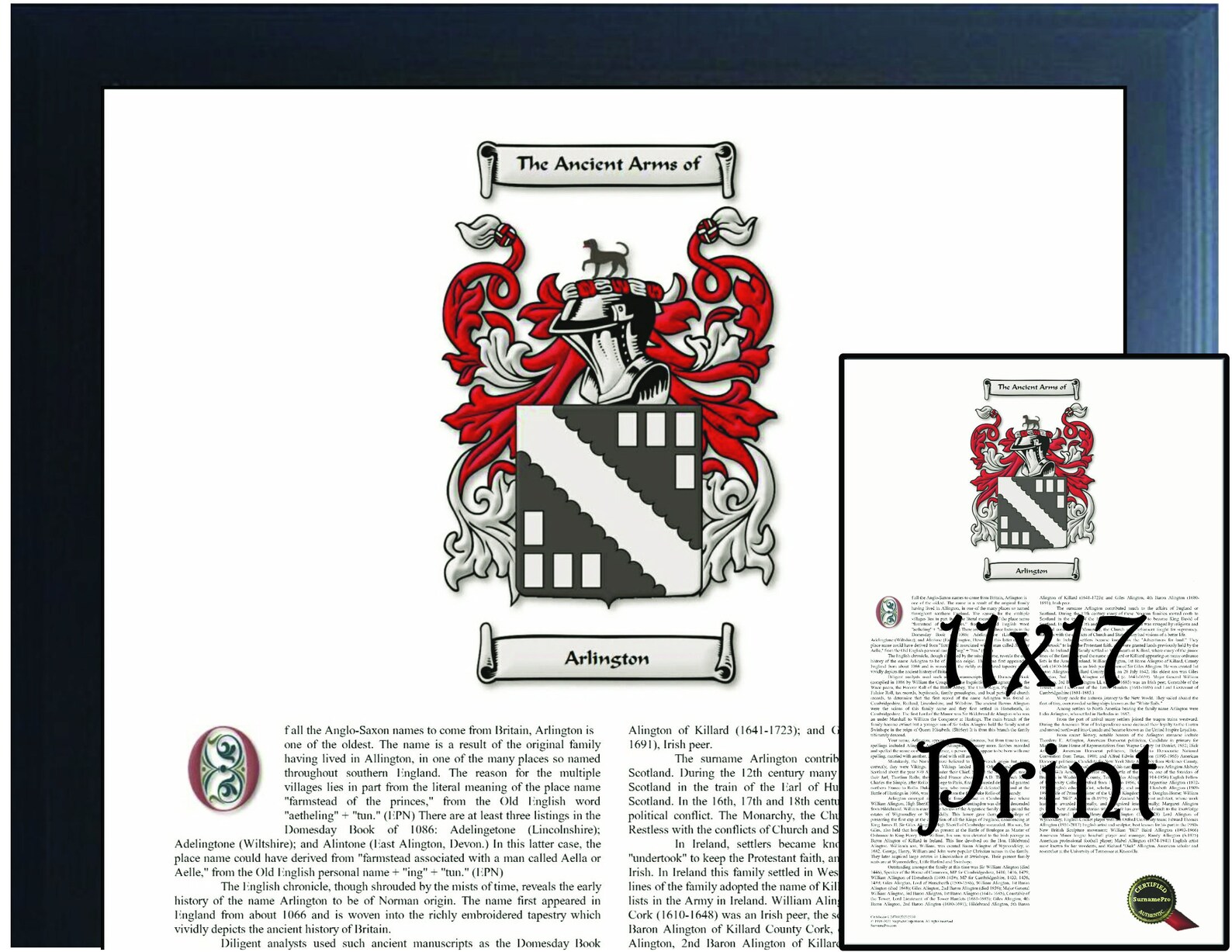Prestige Coat of Arms Family Crest and Surname History With | Etsy