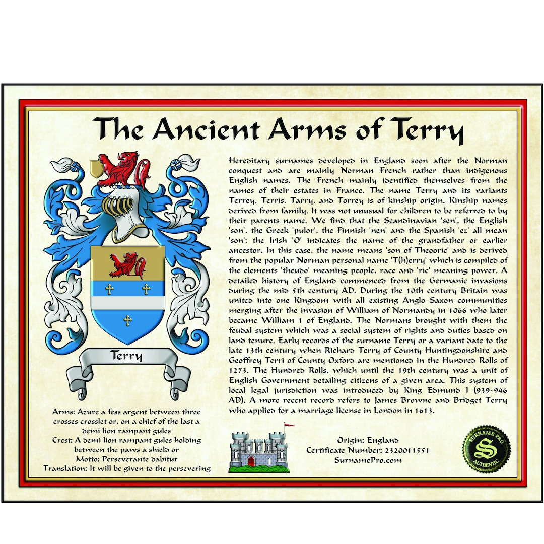 Family Crest Coat of Arms Print: Surname History & Motto (8.5x11) - Etsy