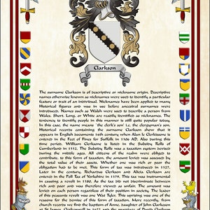 Custom Family Crest & Coat of Arms Scroll: Surname History Print (11x17 ...
