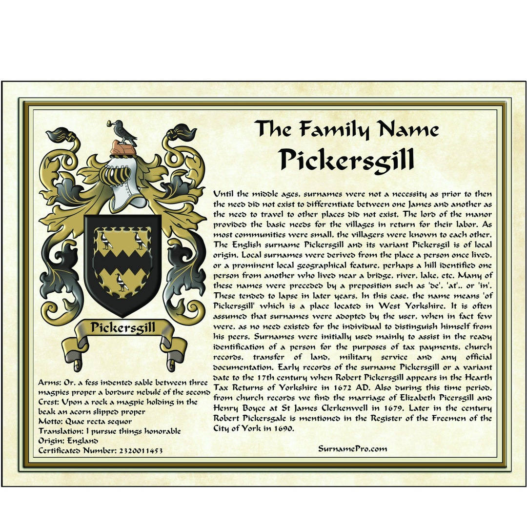 8-1/2X11 Surname History,family Name History,coat of Arms,coat of Arms ...