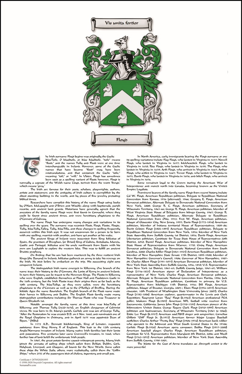 Prestige Coat of Arms Family Crest and Surname History With | Etsy