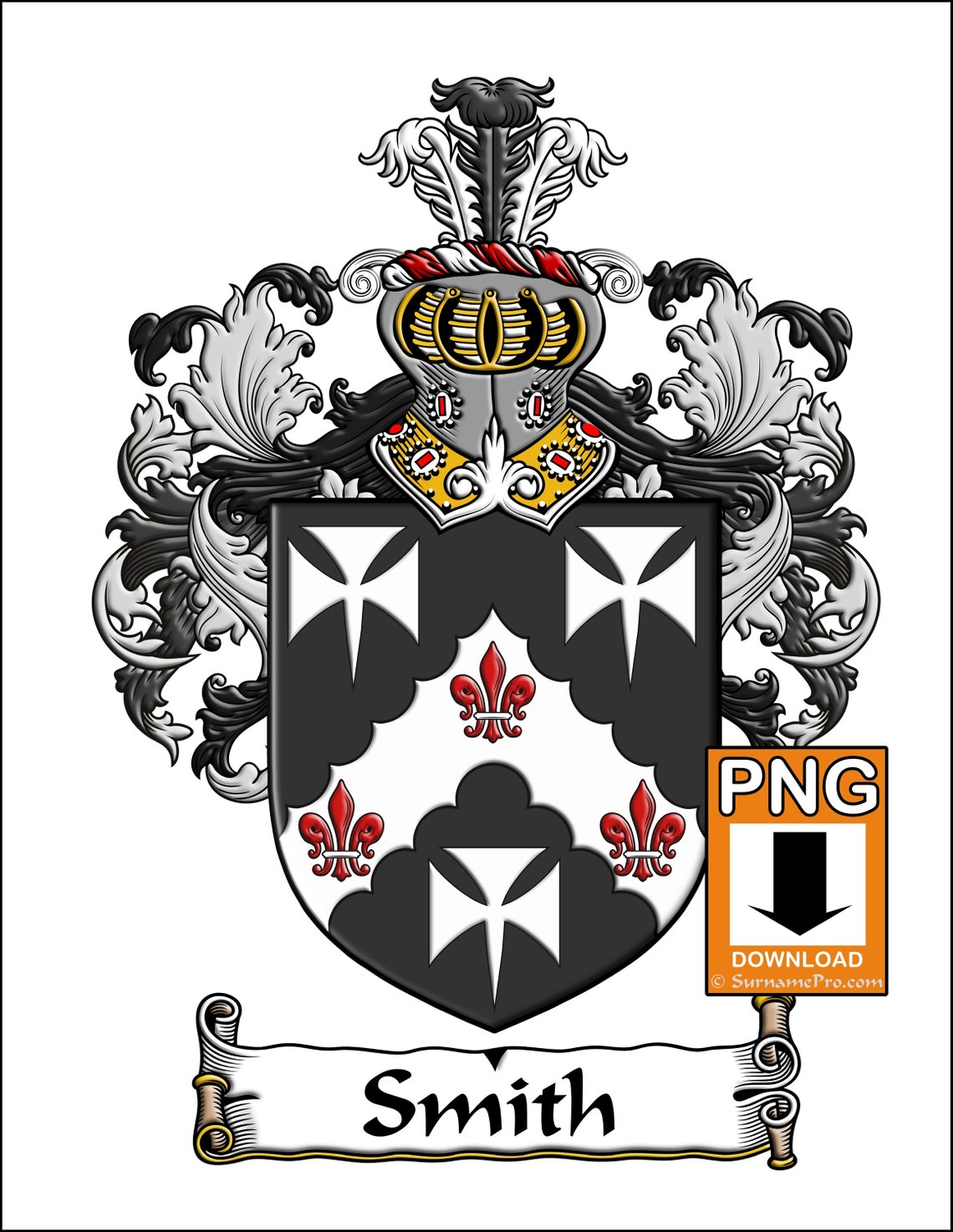 Family Crest Coat of Arms: Surname Origin, Heraldry Art (digital ...