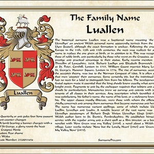 Surname History & Coat of Arms Print: Personalized Family Name Gift (8 ...