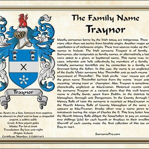 Surname History & Coat of Arms Print: Personalized Family Name Gift (8 ...