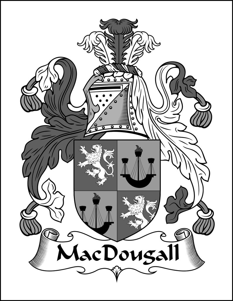 Black and White grayscale Family Crest Coat of Arms PDF - Etsy