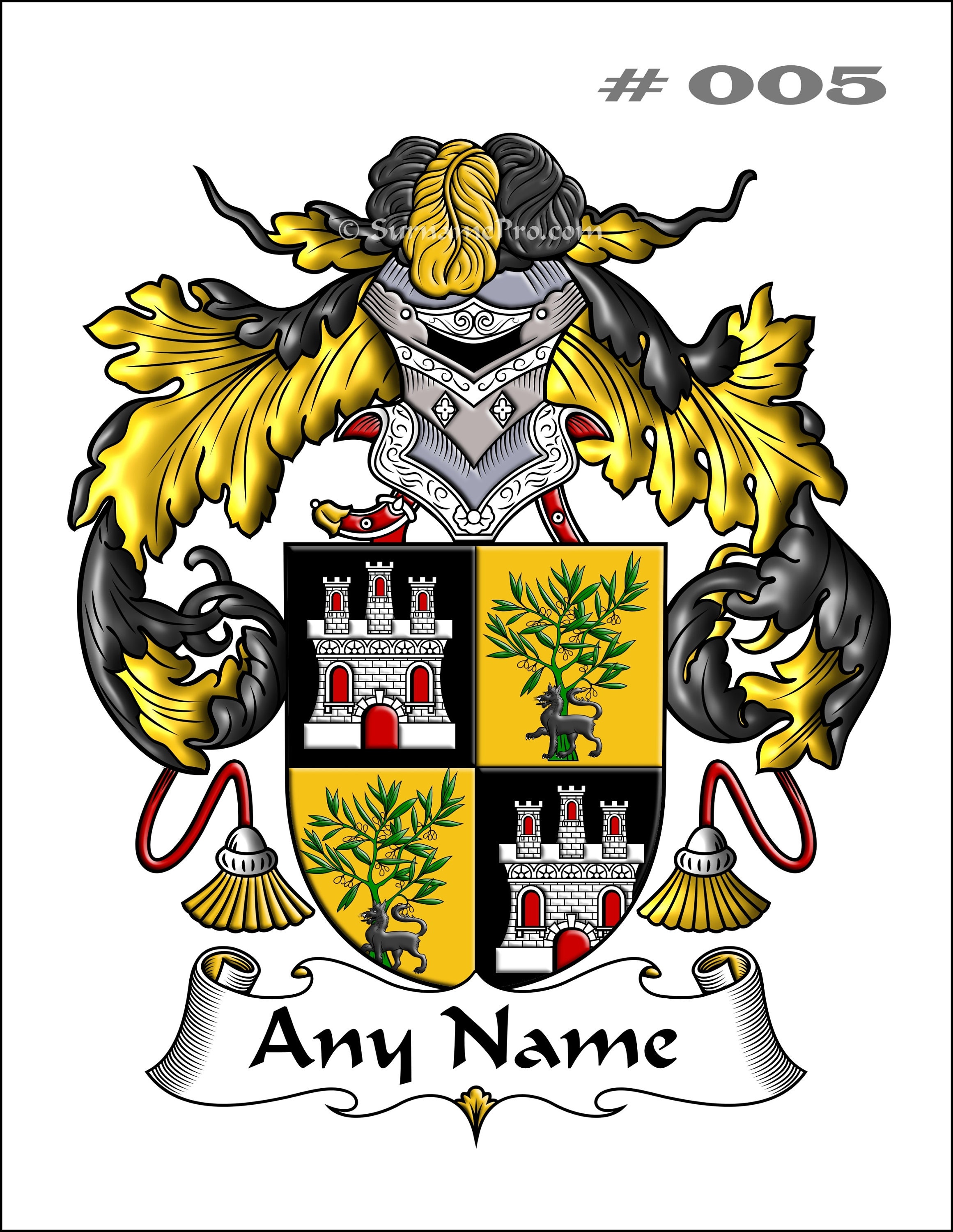 Family Crest Coat of Arms: Personalized Digital Download (9 Styles) - Etsy