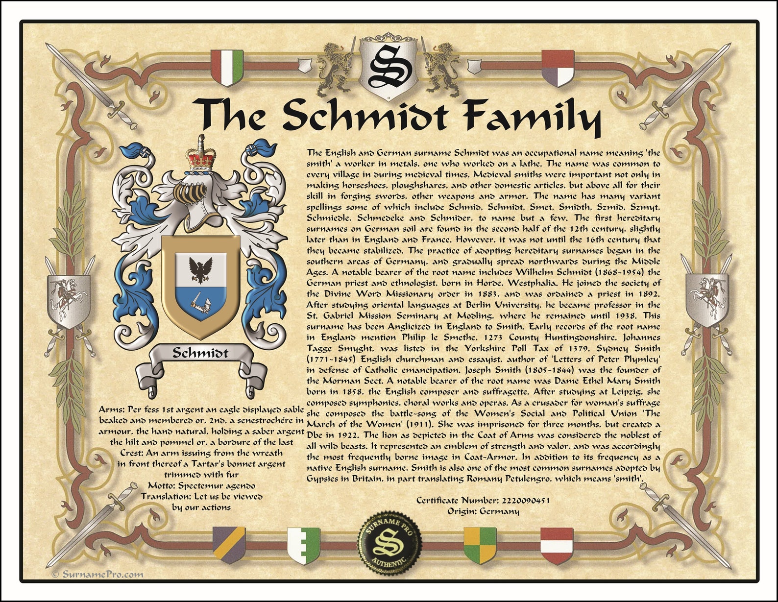 Family Crest Coat of Arms Print: Surname Origin (PDF Digital Download ...