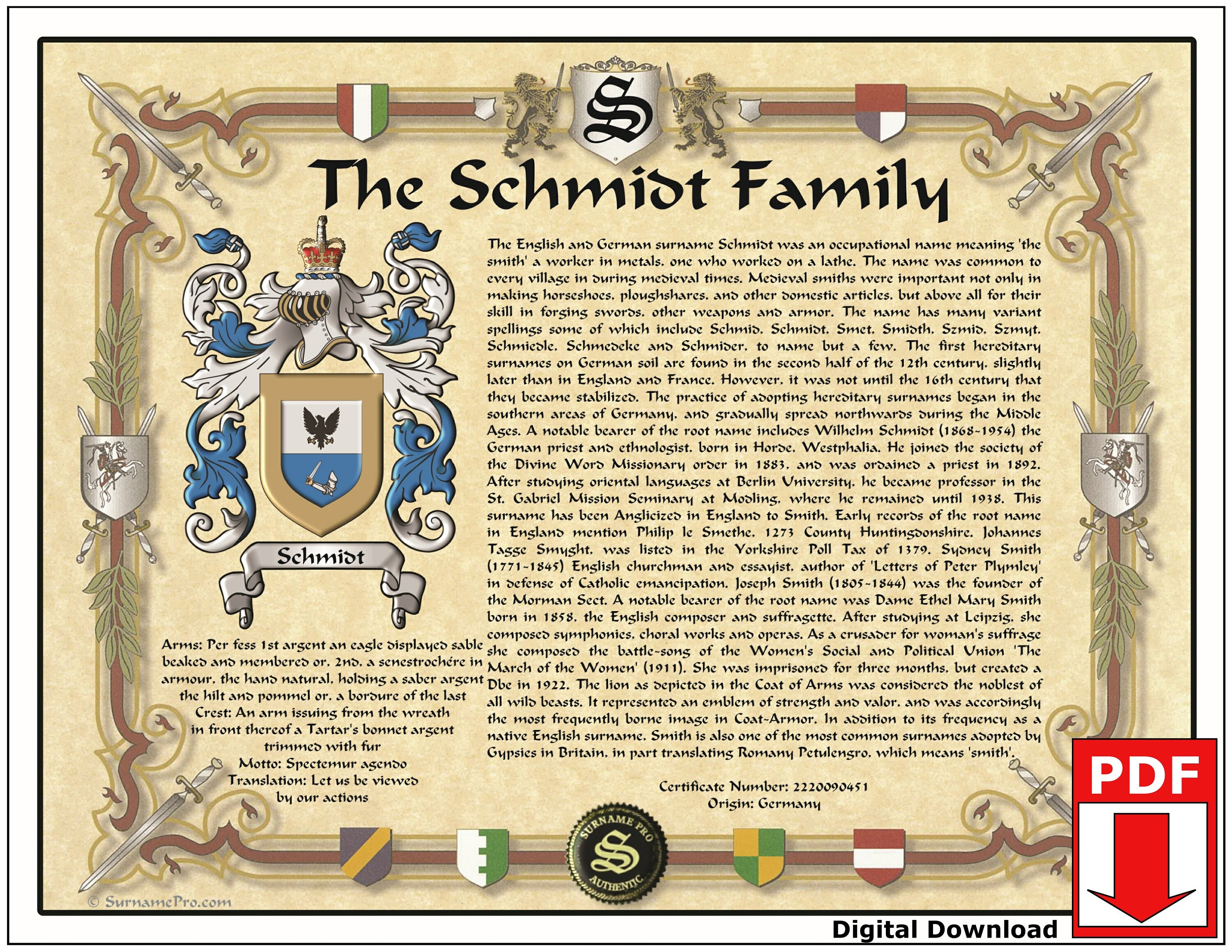 Schmidt Coat Of Arms Germany
