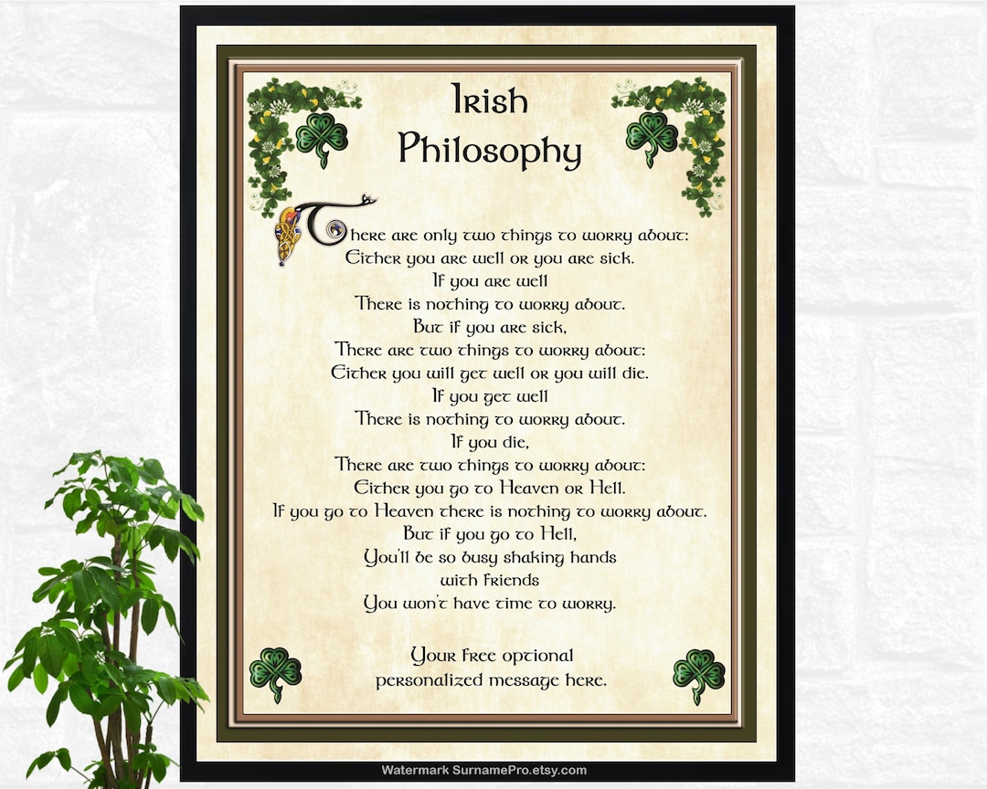 Irish Philosophy Print: Personalized Framed Wall Art (8.5x11) - Etsy
