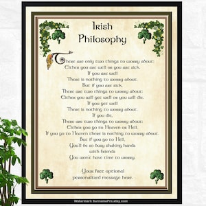 Irish Philosophy Print: Personalized Framed Wall Art (8.5x11) - Etsy