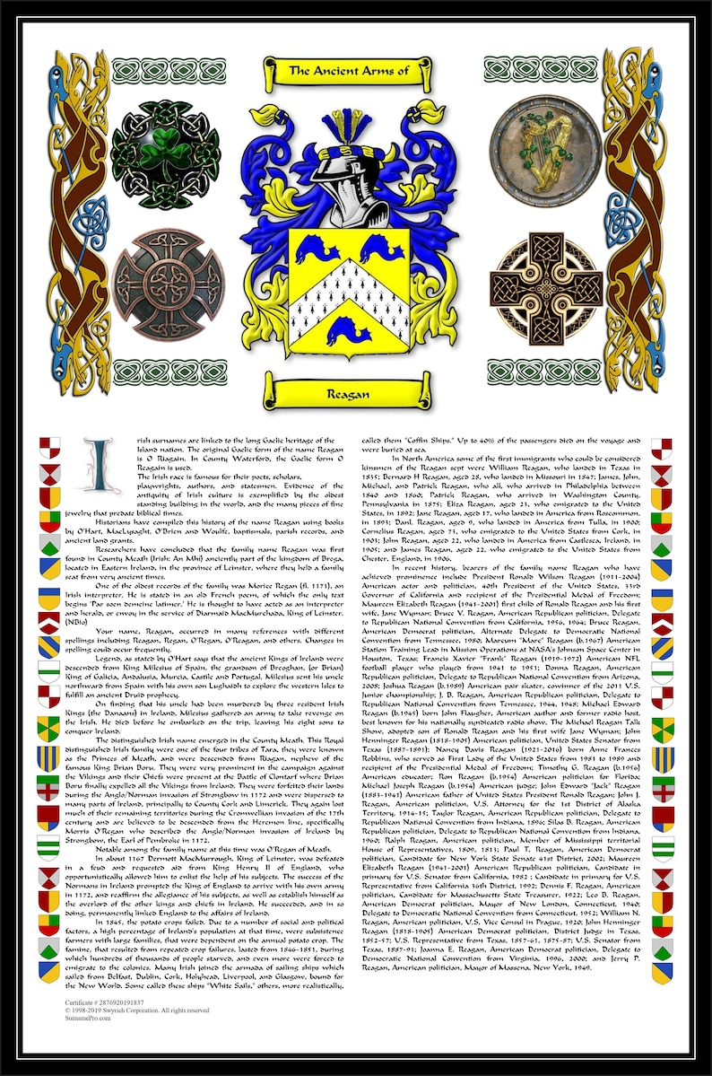 Irish Surname History and Family Crest Coat of Arms | Etsy