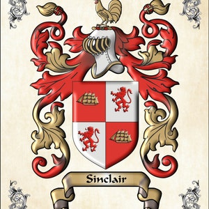 Family Name Coat of Arms Print – Personalized Surname Crest, Genealogy ...