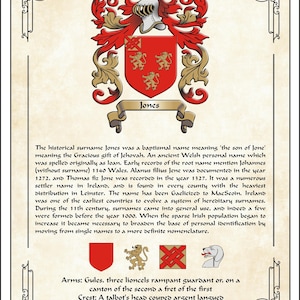 Custom Made Surname Coat of Arms With Crest, Origin, and History ...