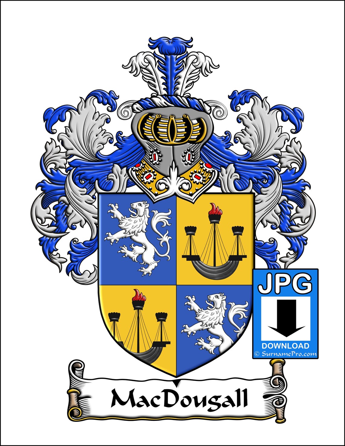 Family Crest Coat of Arms: Surname Origin, Heraldry Art (digital ...