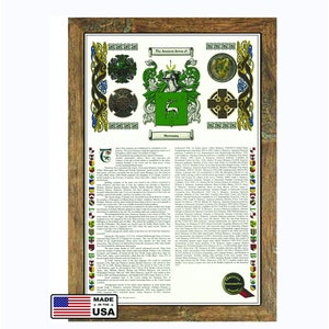 Irish Surname History and Family Crest Coat of Arms Featuring Irish ...