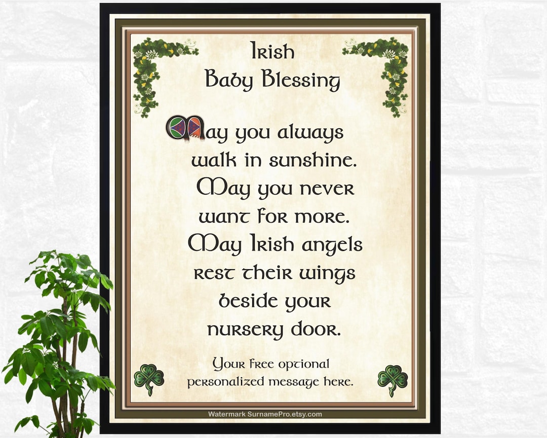 Irish Baby Blessing Print: Personalized Nursery Decor (8.5x11 Framed ...