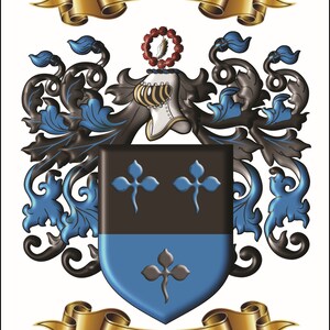 Custom Personalized Family Name Origin Coat of Arms and Crest Featuring ...