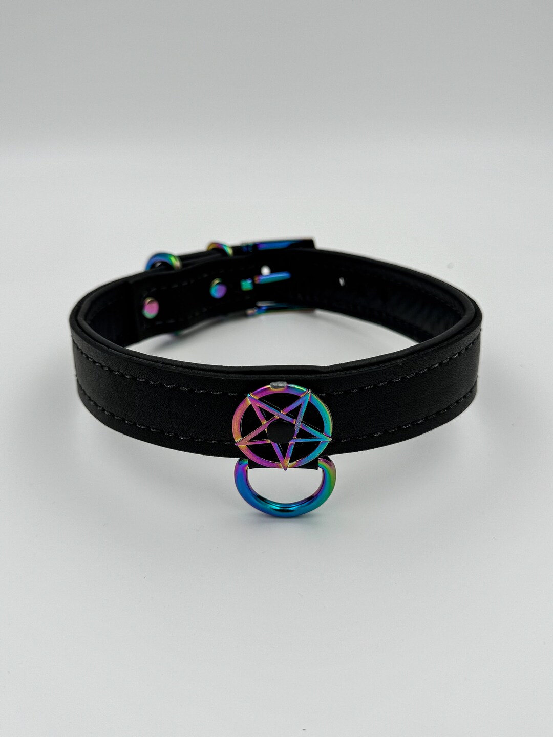 Inverted Pentagram Iridescent Leather Collar/choker - Etsy