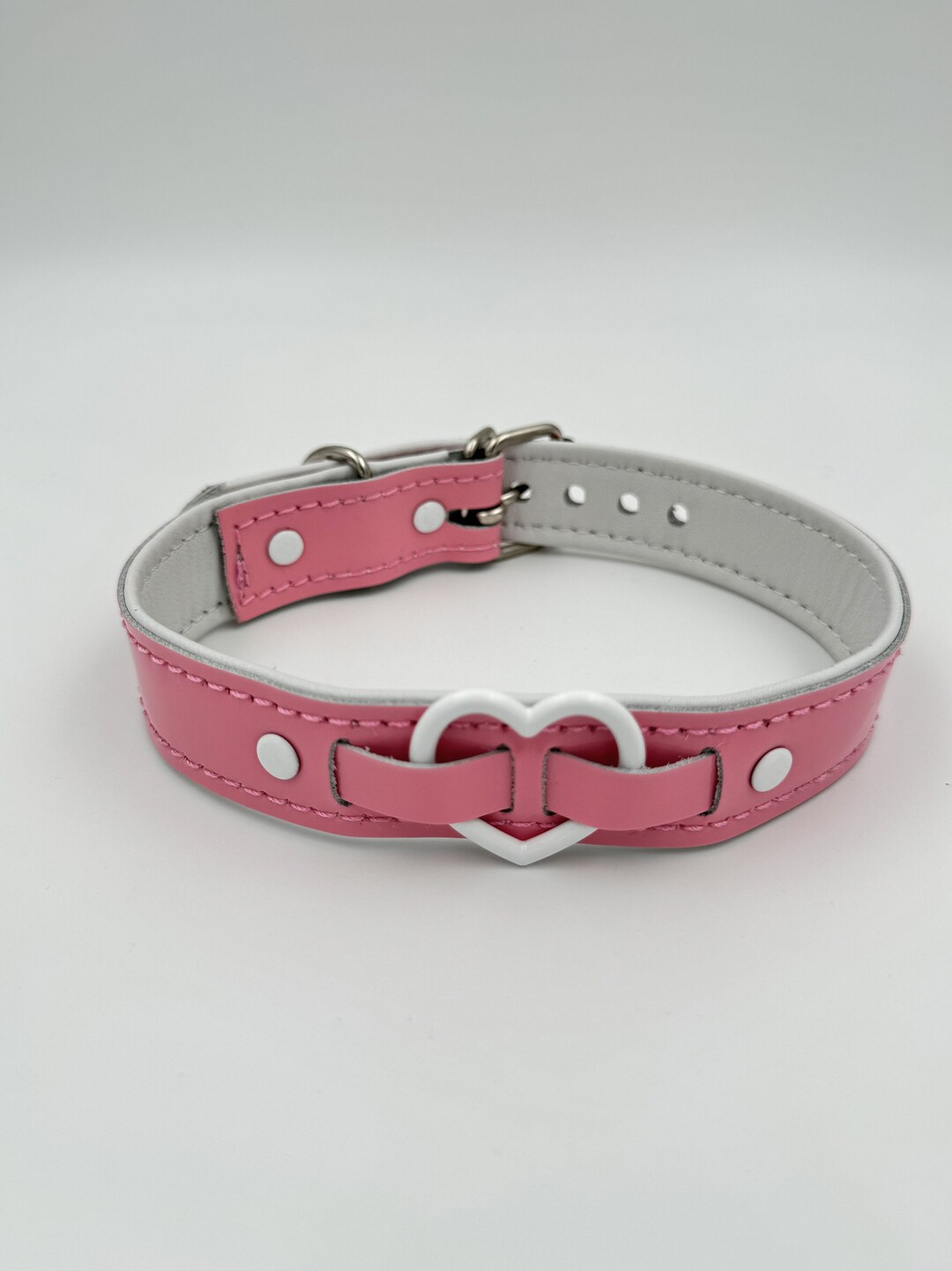Pink Patent Leather Collar/choker With White Hardware - Etsy