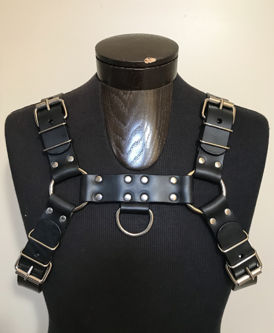 Black Leather Bulldog Harness - Etsy