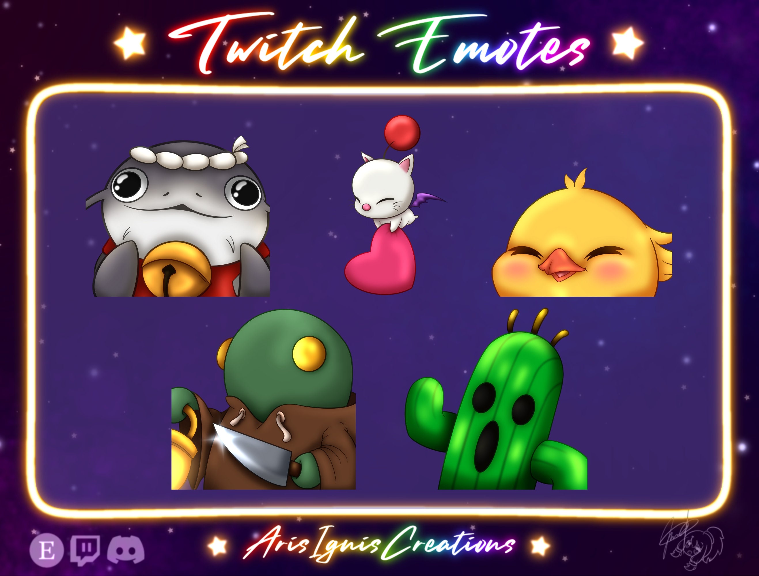Final Fantasy Twitch Emotes / Hype Love Lurk Stab Wave - Etsy UK