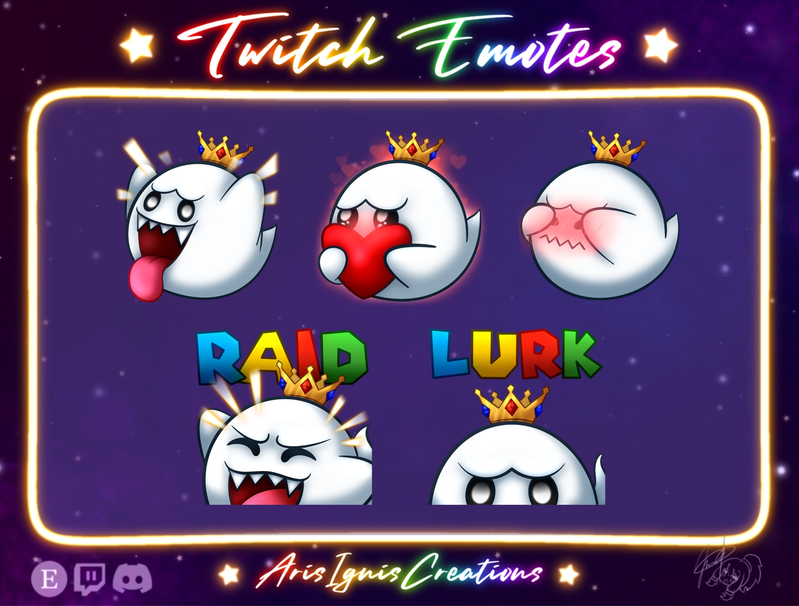 King Boo Emotes / Scare Love Shy Raid Lurk - Etsy UK