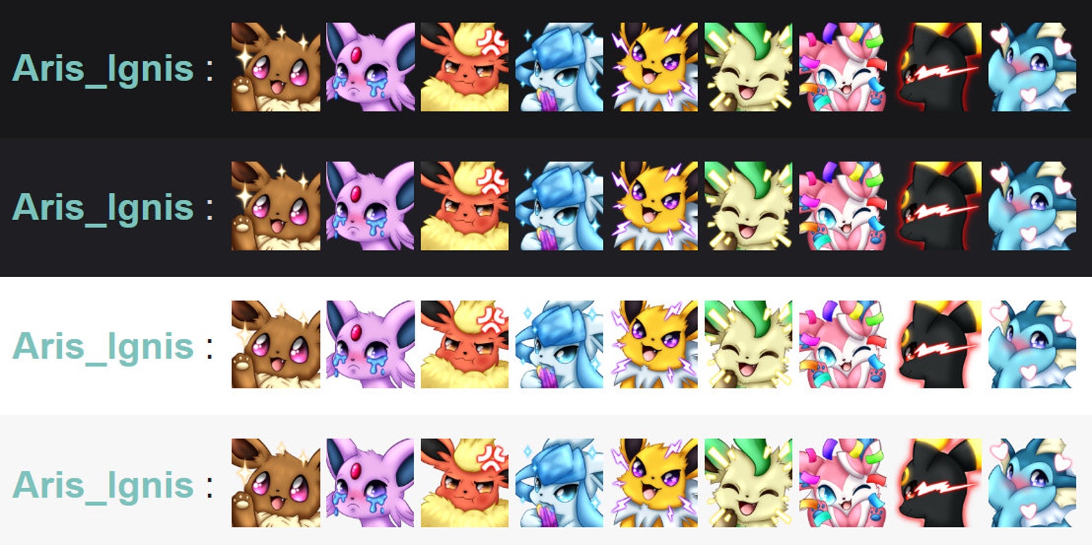 Eeveelution Emotes /wave Snack Angry Blush Cry Confident - Etsy UK