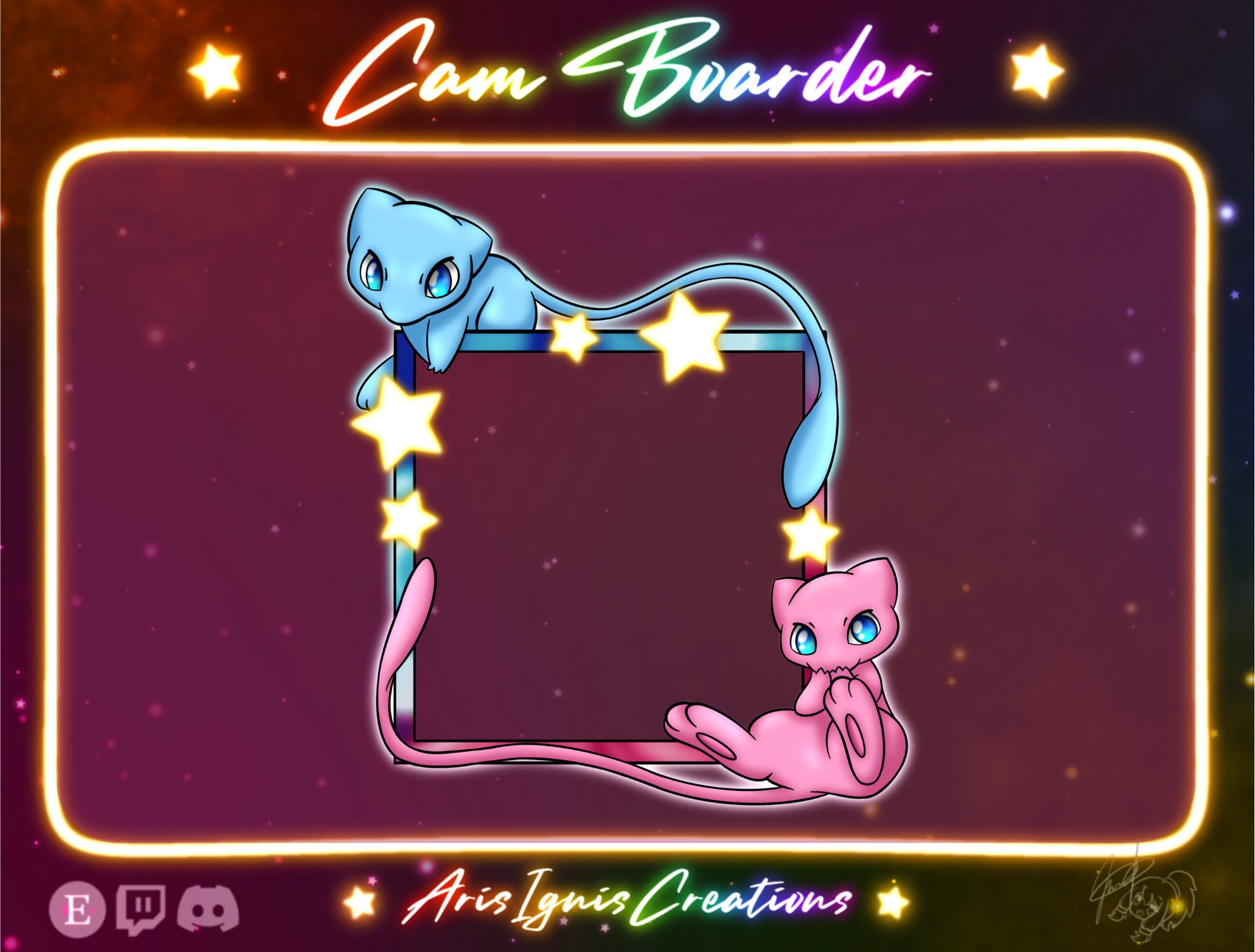 Mew Cam Boarder / Twitch OBS Webcam Overlay / Pokemon - Etsy