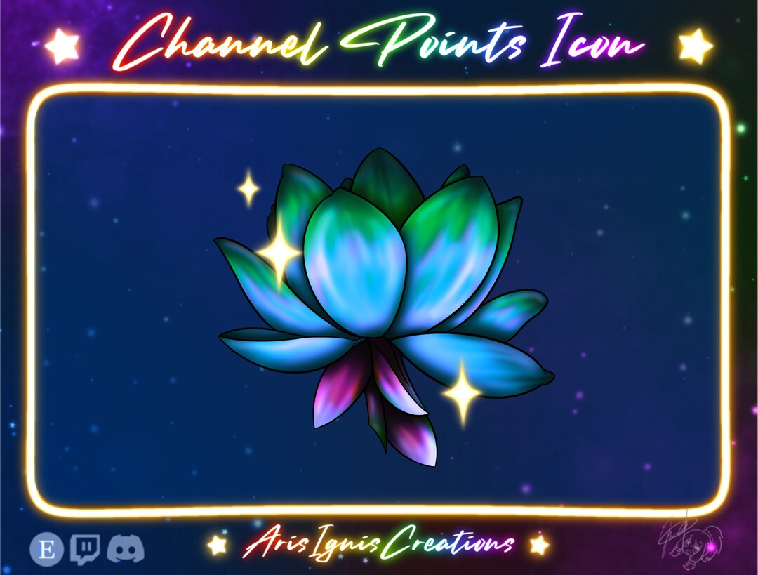 Blue Chroma Lotus Channel Points for Twitch / Twitch Emotes / - Etsy