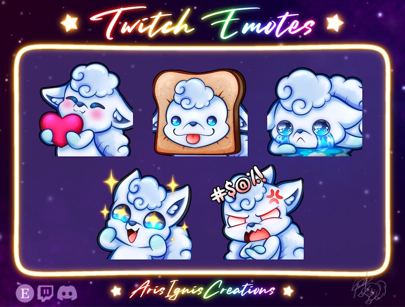 Alolan Vulpix Emotes / Love Bread Cry Hype Rage - Etsy