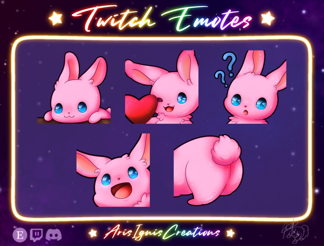Pink Bunny Twitch Emotes: Cute Rabbit Discord Emote Set - Etsy