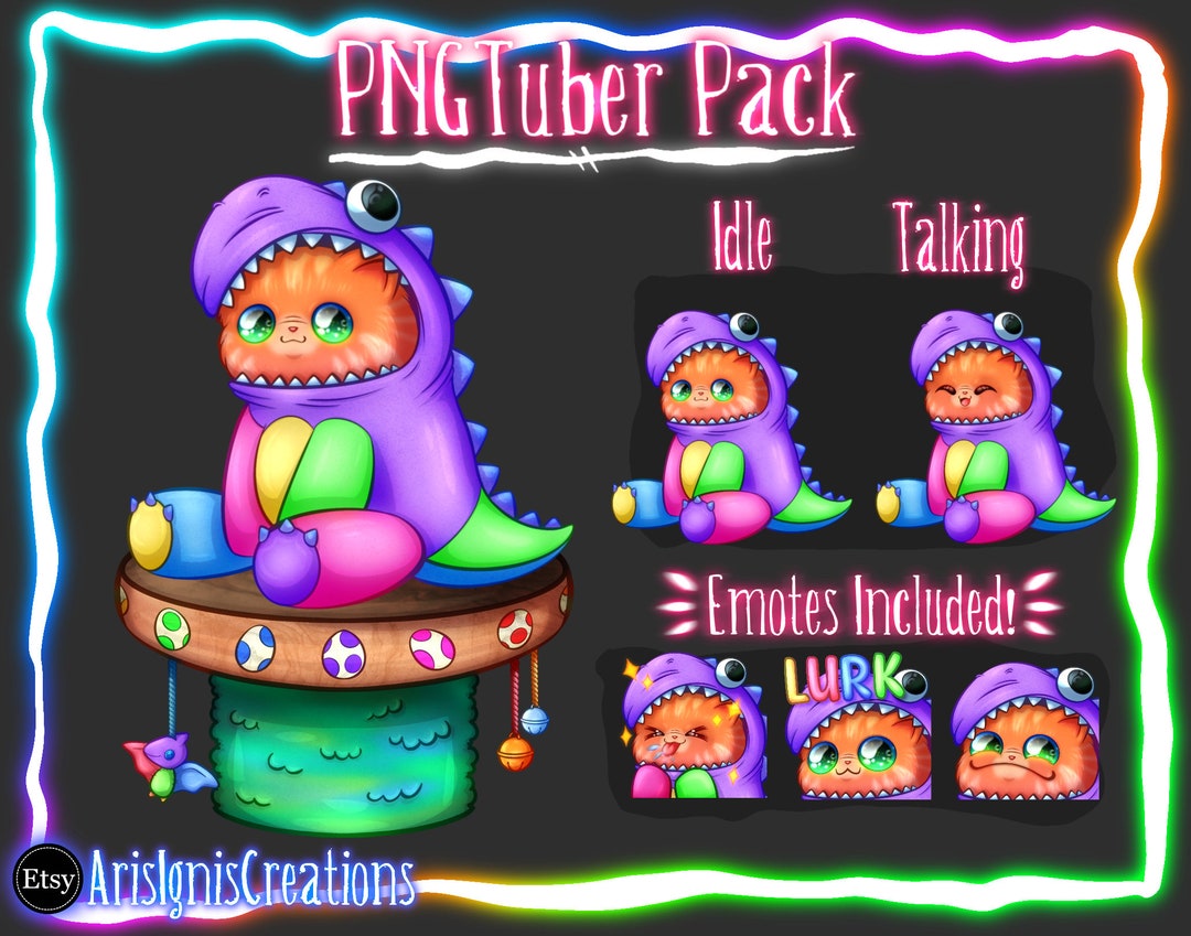 Voice Reactive Jurassic Kitten Pngtuber Pack - Premade Pngtuber ...