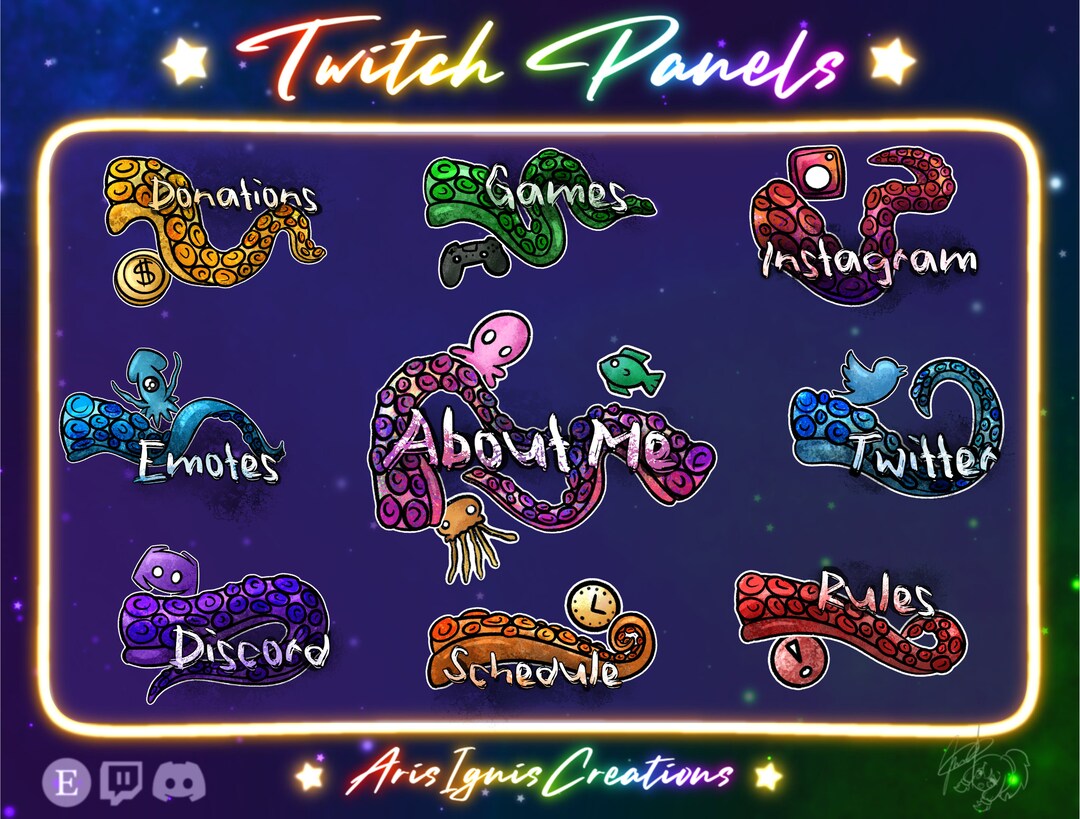 Sqwibble Squid Twitch Panels: Cartoon Ocean Theme (digital Download) - Etsy