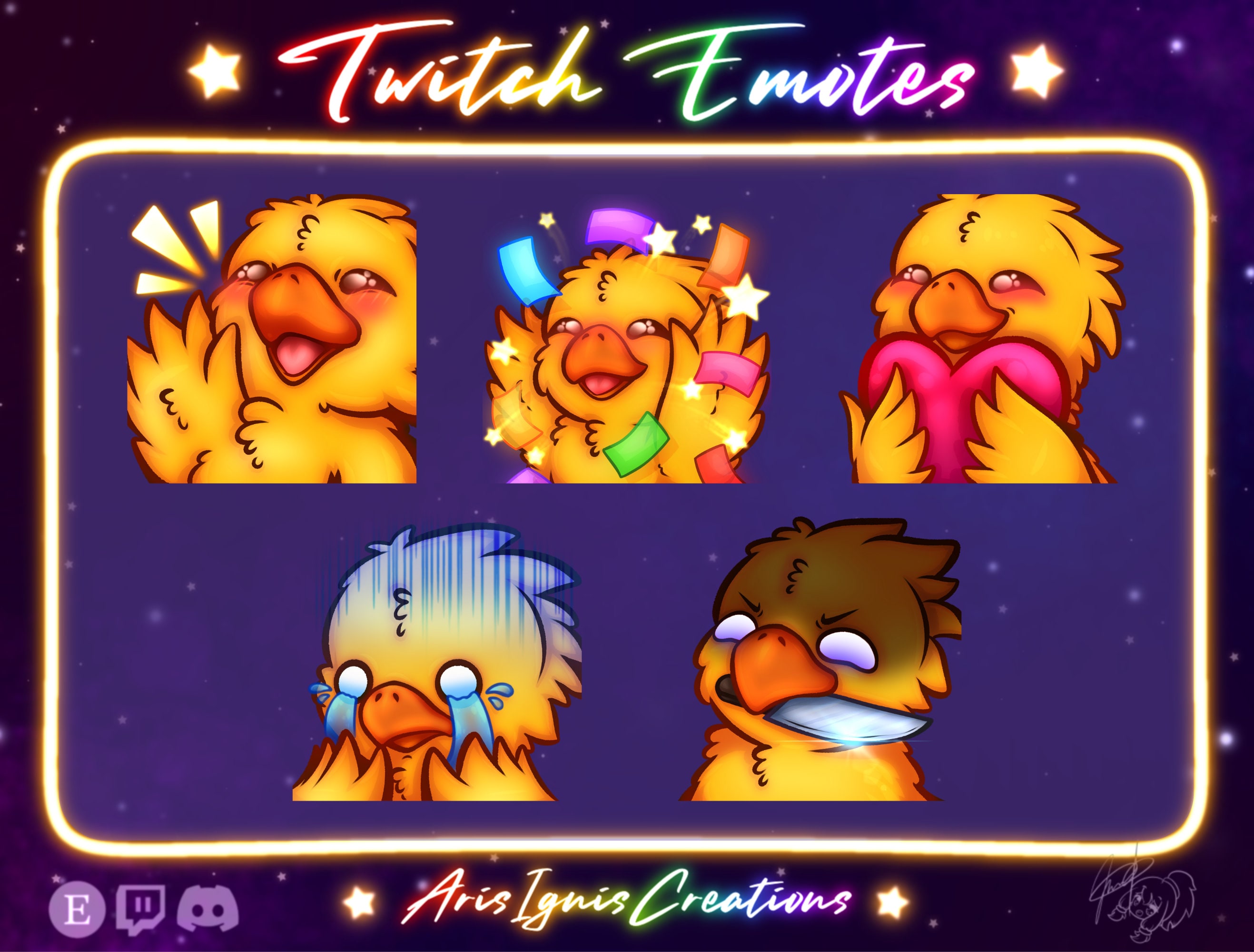 Chocobo Emotes / Wave Cheer Love Cry Knife - Etsy UK