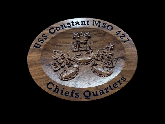 USS CONSTANT MSO 427 Chiefs Quarters Walnut 3D Carved Plaque - Etsy