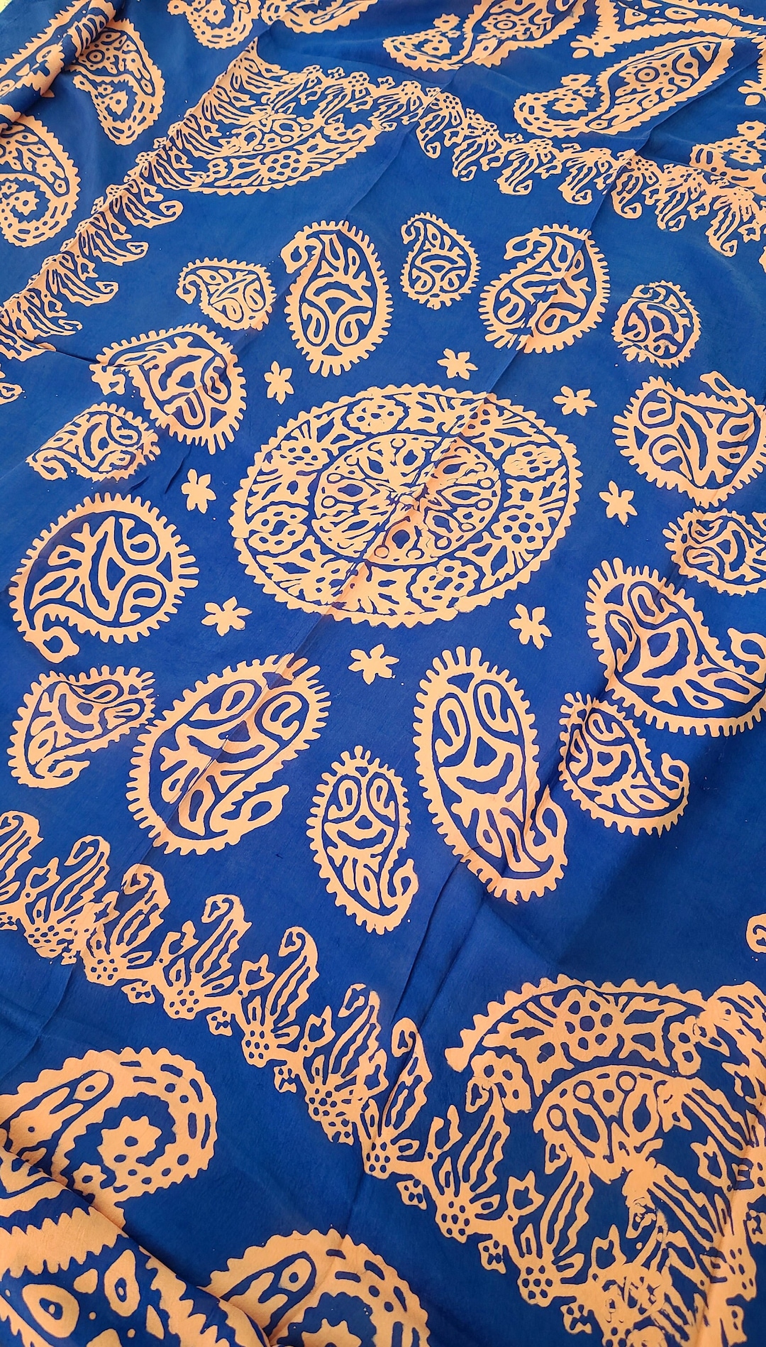 Royal Blue With Peach Patterns Kelagayi Azerbaijani Pure Silk Scarf - Etsy
