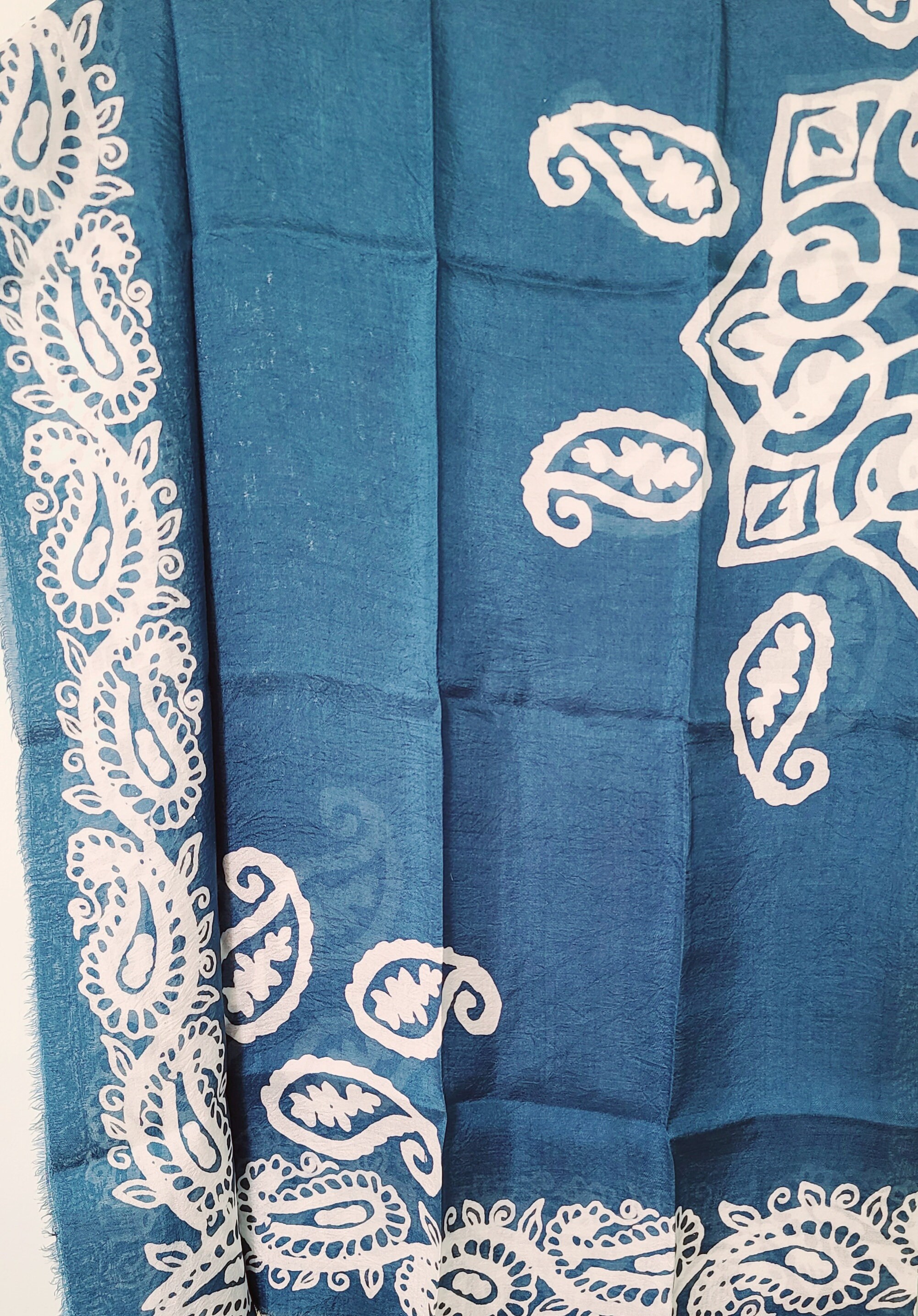 Deep Sea Blue With White Patterns Kelagayi Azerbaijani Pure - Etsy