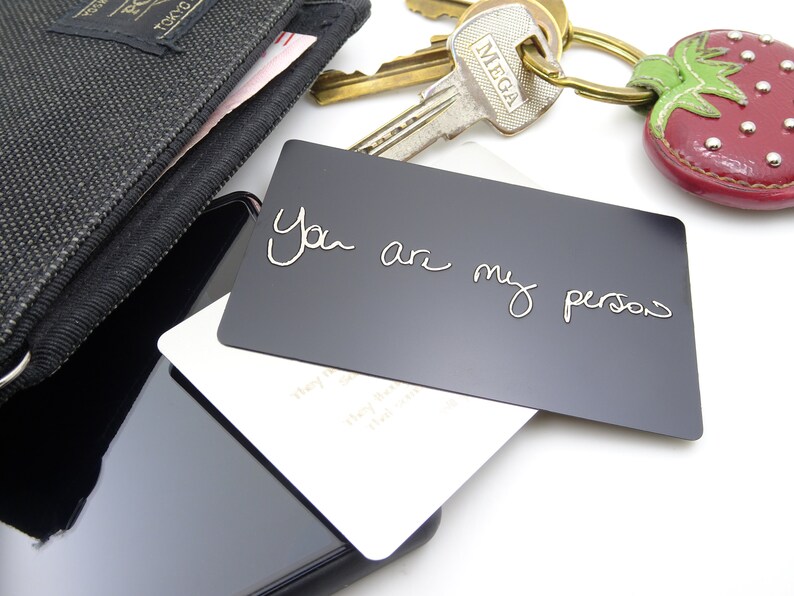 Personalized Handwriting Wallet Card Insert, Laser Engraved Stainless ...