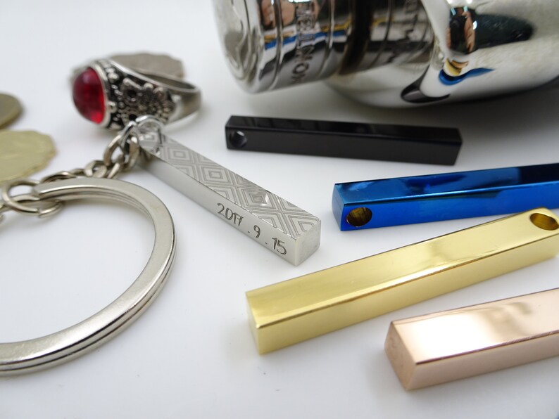 Custom 3D Vertical Rectangular Bar Personalized Key Ring 4 | Etsy