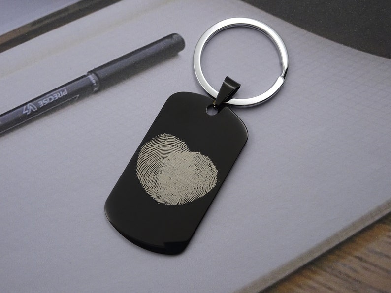 Personalized Fingerprint Engraved Army Dog Tag Keychain, Custom Wedding ...