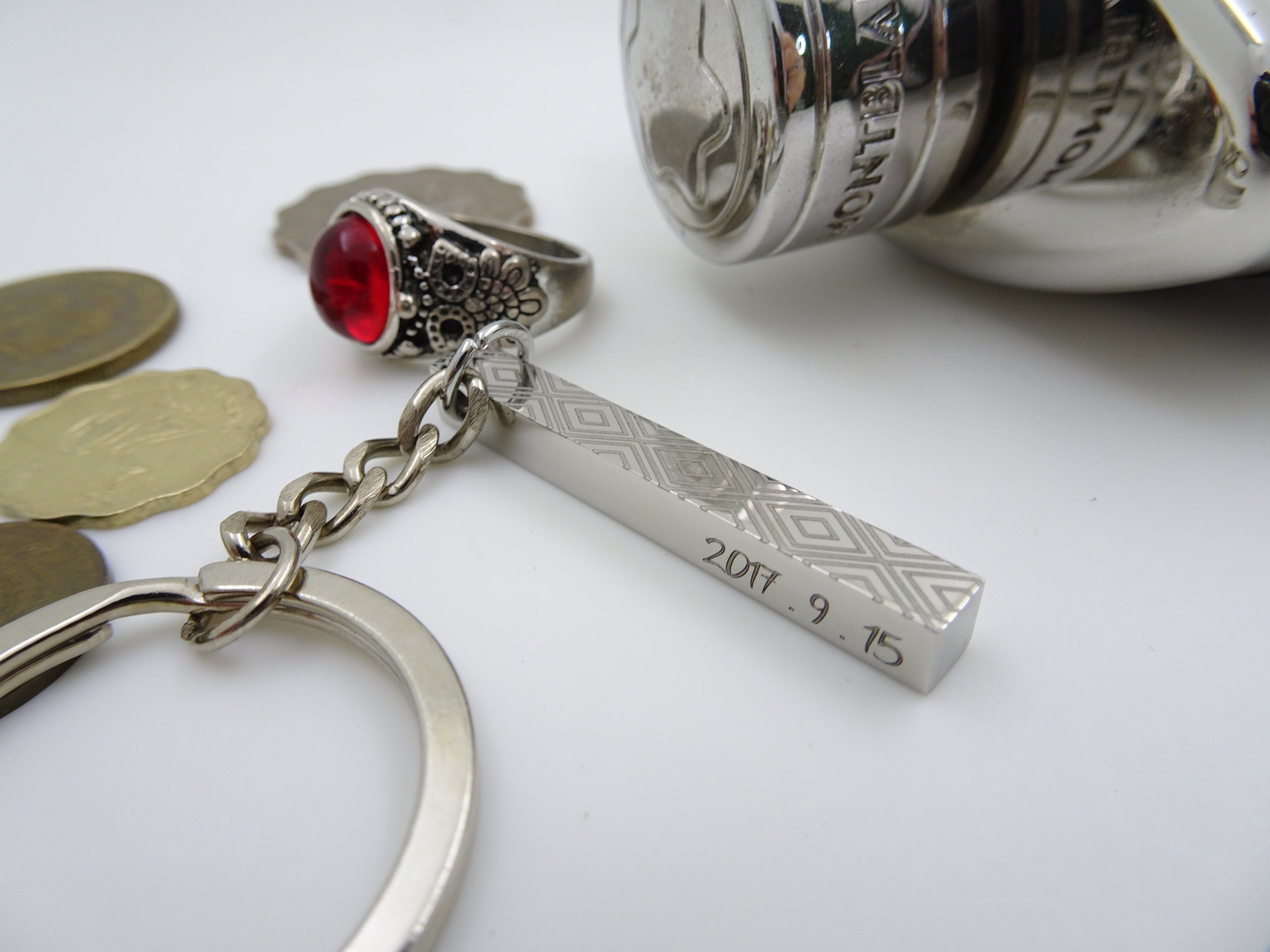 Custom 3D Vertical Rectangular Bar Personalized Key Ring 4 - Etsy