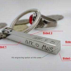 Custom 3D Vertical Rectangular Bar Personalized Key Ring, 4 Sided ...