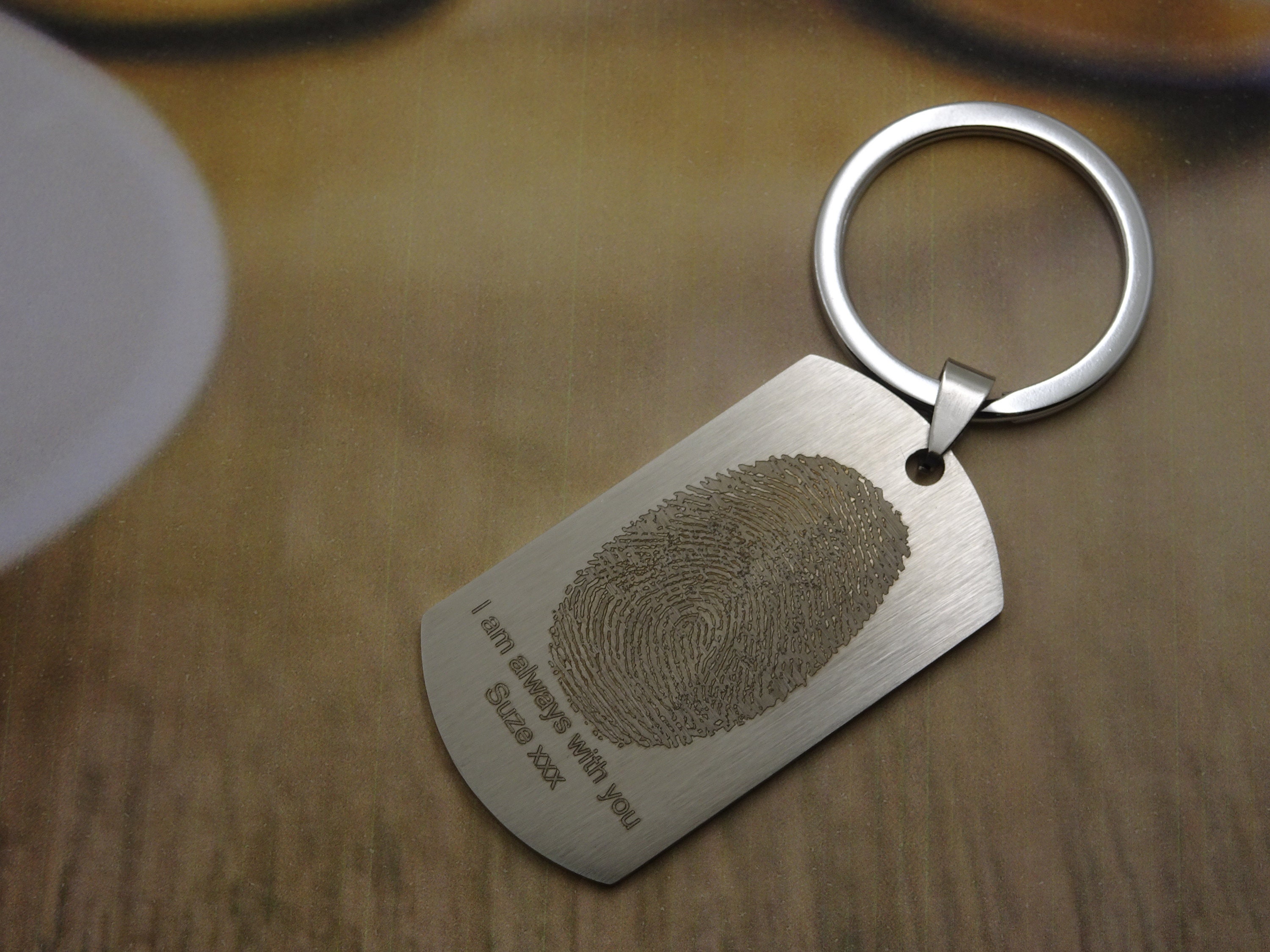 Personalized Fingerprint Engraved Army Dog Tag Keychain | Etsy