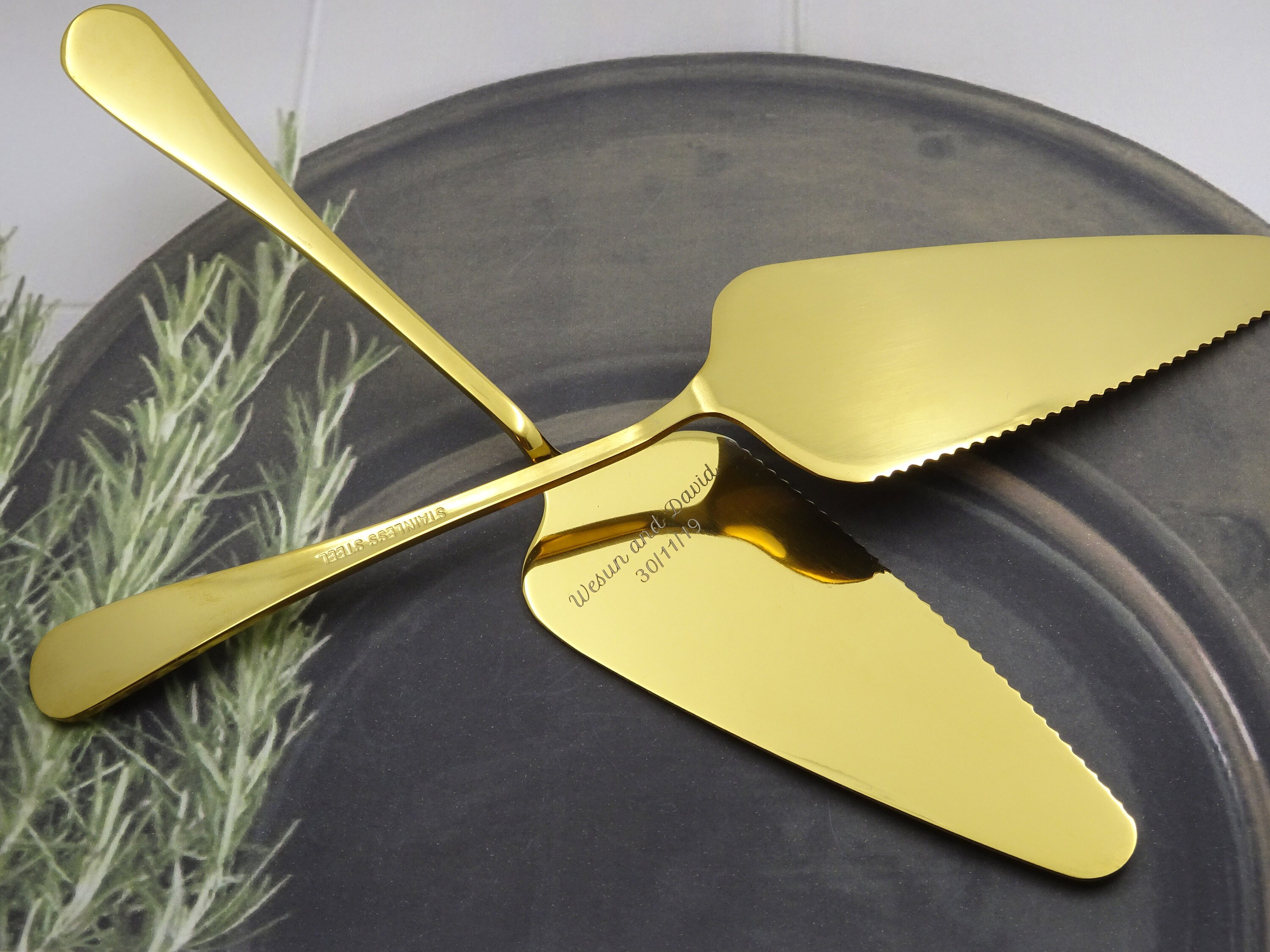 Personalized Engraved Cake Cutter, Custom Wedding Cake Server, Pie ...