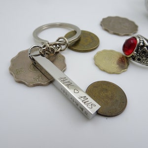 Custom 3D Vertical Rectangular Bar Personalized Key Ring, 4 Sided ...