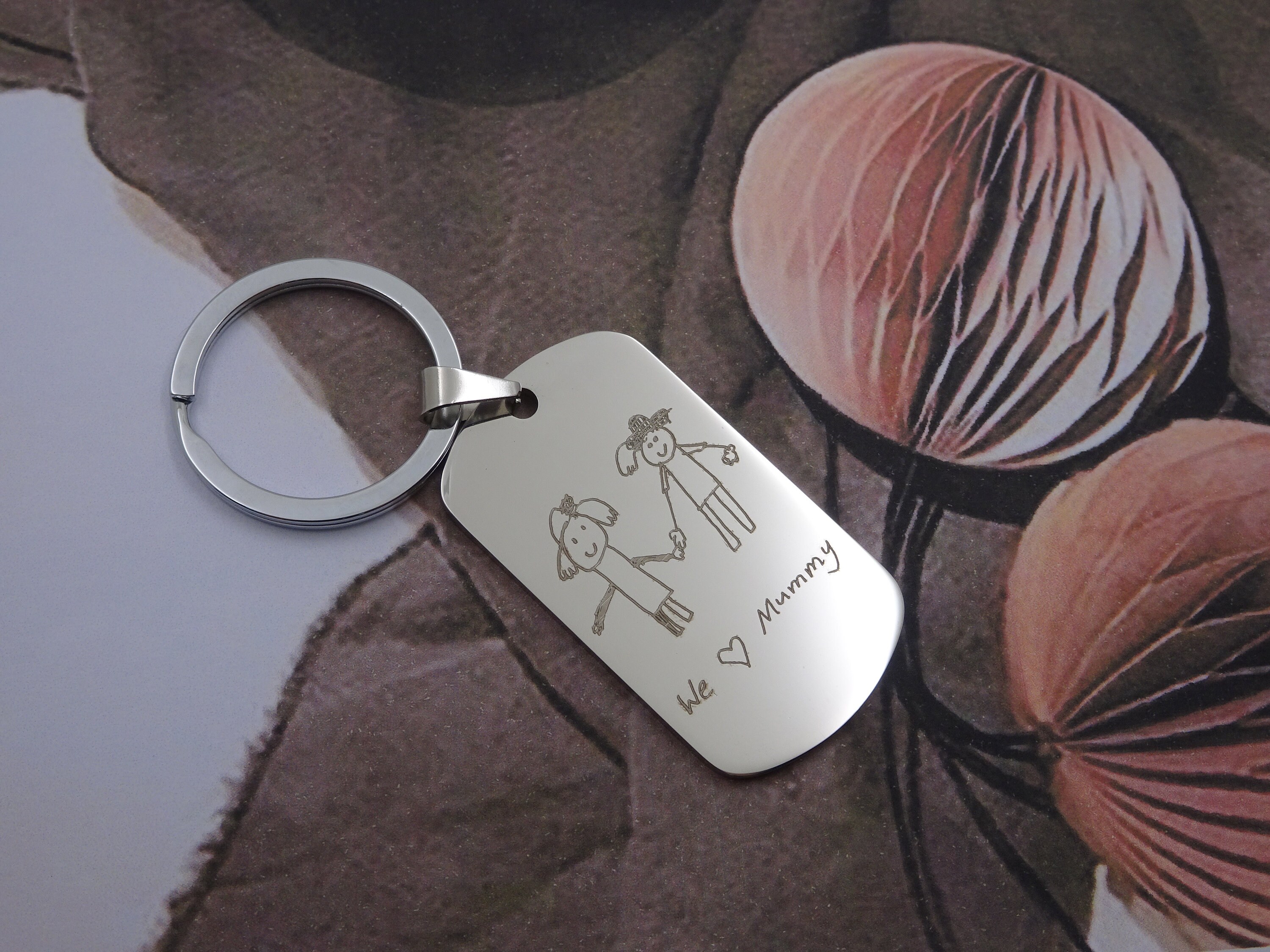 Personalized Kid & Child Art, Kid's Drawing Dog Tag Keychain,necklace ...